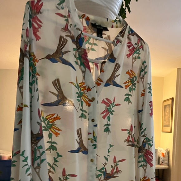 Alfani | Tops | Alfani Hummingbird With Flowers Blouse Size 2 | Poshmark